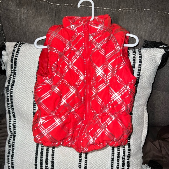 Jackets & Coats | Girls 5t Red Silver Puffer Vest | Poshmark